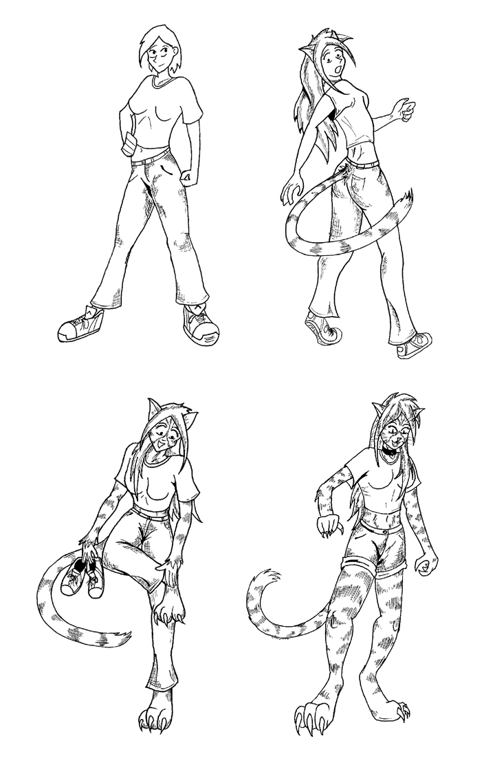 Female Werecat Transformation Sequence